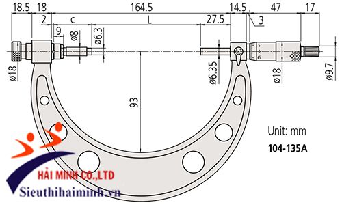 Panme đo ngoài cơ khí Mitutoyo 104-135A